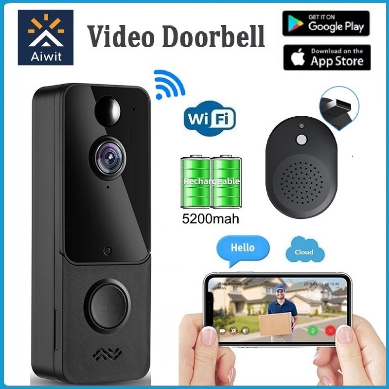 1080P HD Smart WiFi Video Doorbell Camera Visual Intercom With Chime ...