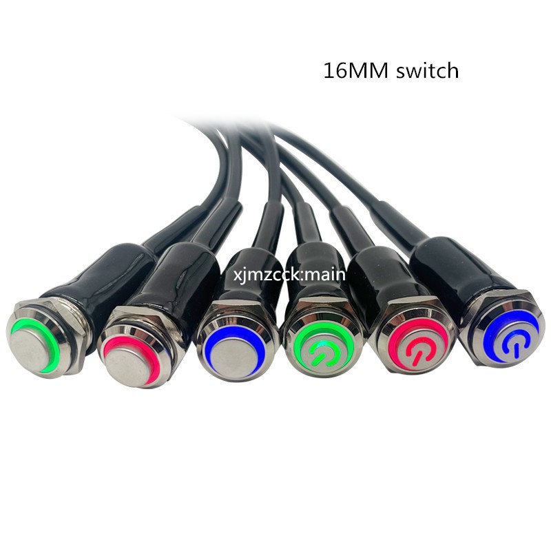motorcycle 16MM Waterproof Metal Push Button Switch LED Light Momentary ...