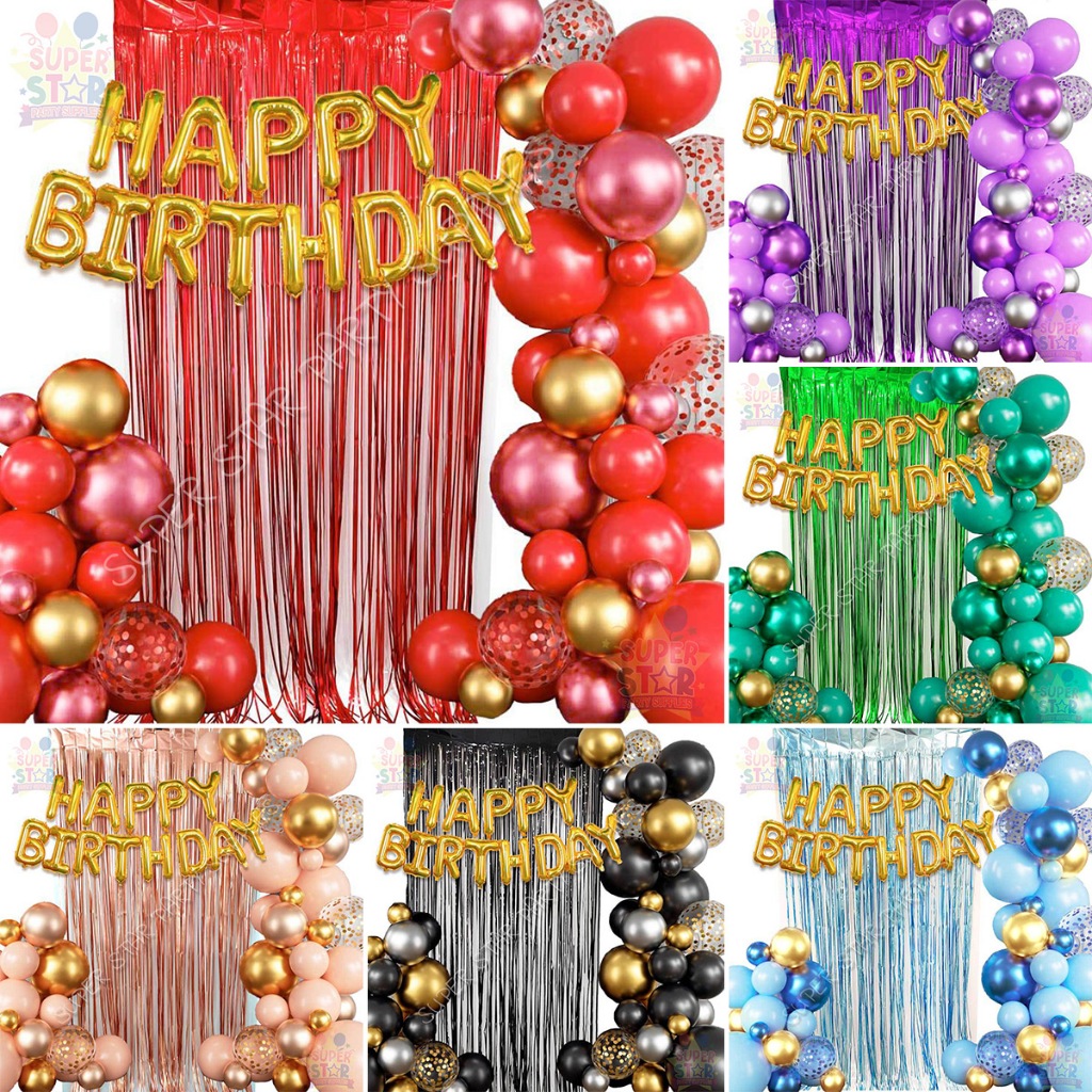 94pcs Belon Birthday Party Set Of 16 "Happy Birthday Balloon Banner ...