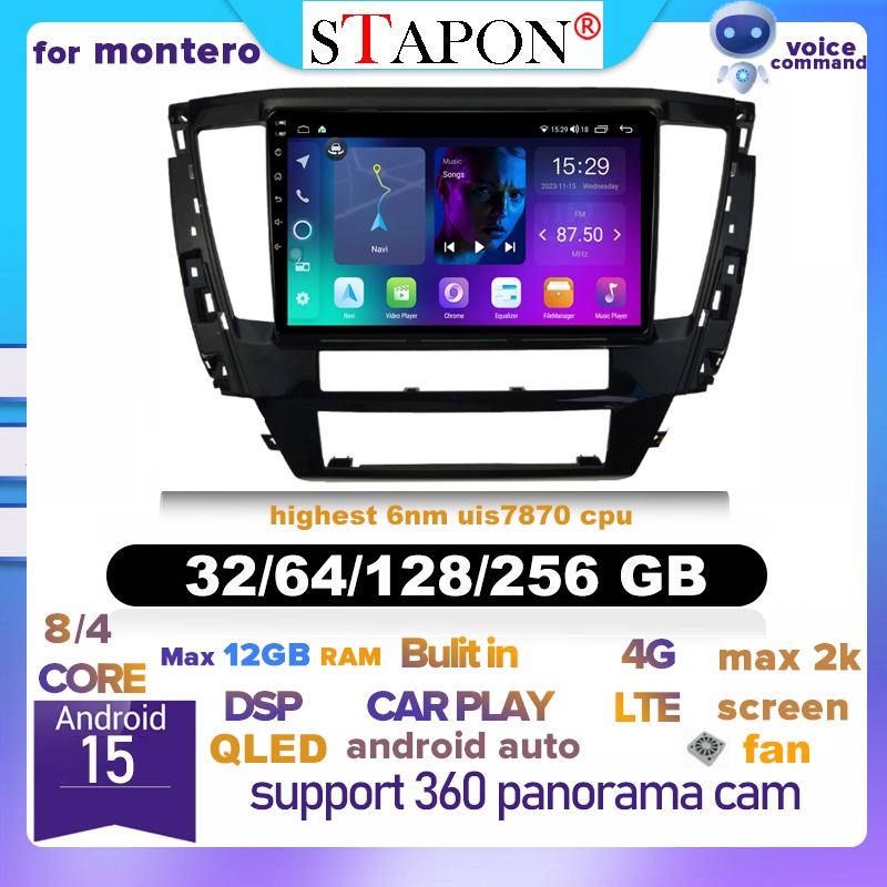 STAPON 9inch android headunit for montero 2020-2023 android15 32 64 128 ...