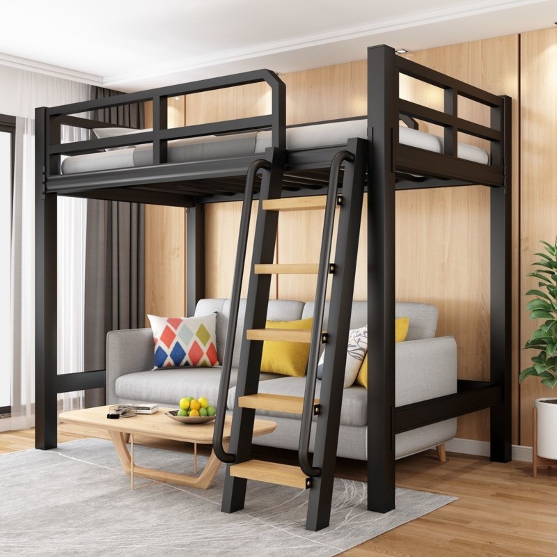 LOFT Bed Small Loft Bed Sturdy Elevated Iron Bed Iron Bed Combination ...