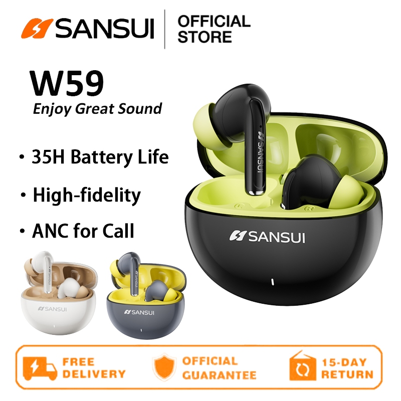 SANSUI W59 Bluetooth Earphone TWS with Mic Mini Wireless Earbuds ...