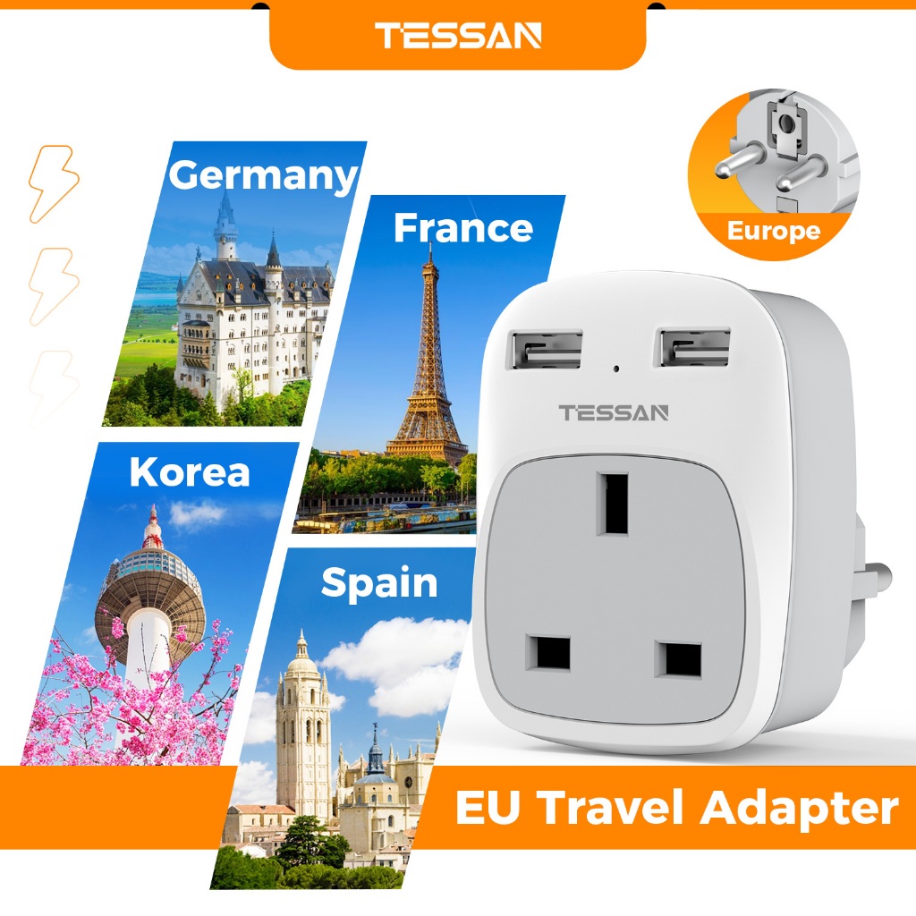TESSAN SG to Korea Travel Adapter with USB+Type C,Indonesia Plug ...