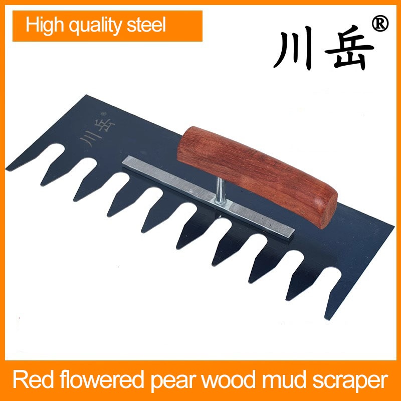 Red pear handle with teeth plastering knife, large rake teeth ...