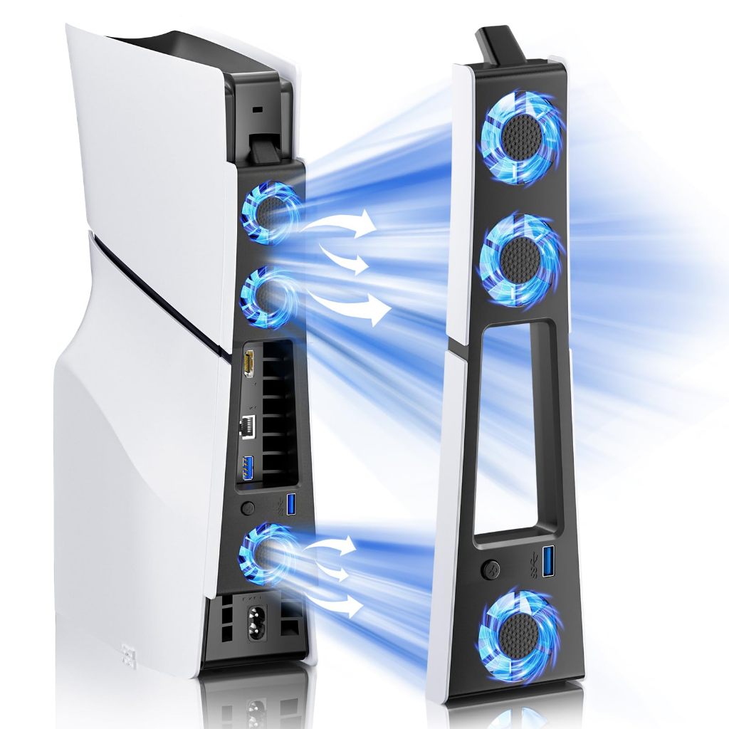 PS5 Slim Cooling Fan,Quiet Cooling System for PS5 Slim Digital/Discs ...