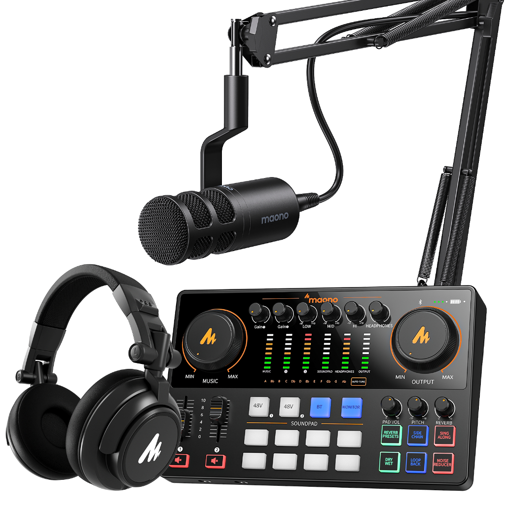 Maono AME2-Gen2 Podcast Mixer Audio Interface Sound Card with Dual XLR ...