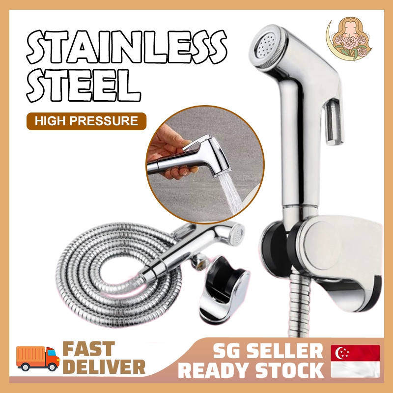3PCS Handy Bidet Spray Set Stainless Steel 304 Metal Head Toilet Hose ...
