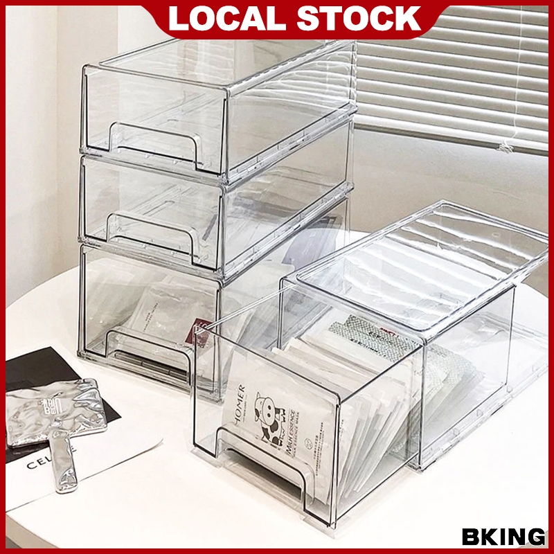Acrylic Stackable Drawer Organizer Transparent Pull Out Storage Box ...