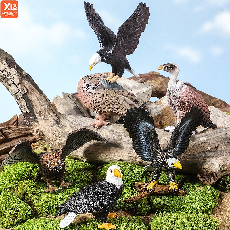 Birds of Prey Figurines, Plastic Realistic Bald Eagle Owl Vulture ...
