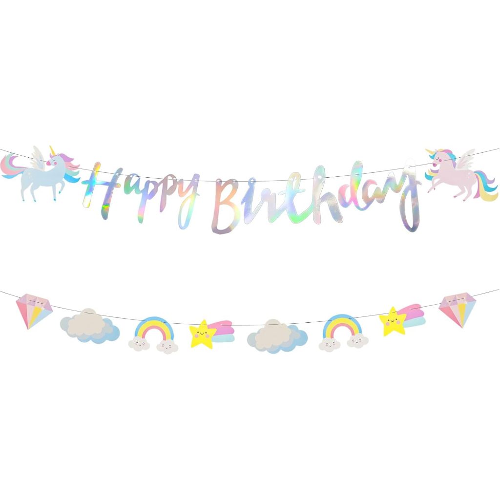 Unicorn Birthday Banner - Unicorn Themed Happy Birthday Decorations ...