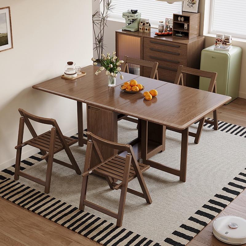 Solid Wood Folding Dining Table For Small Household Use Simple ...