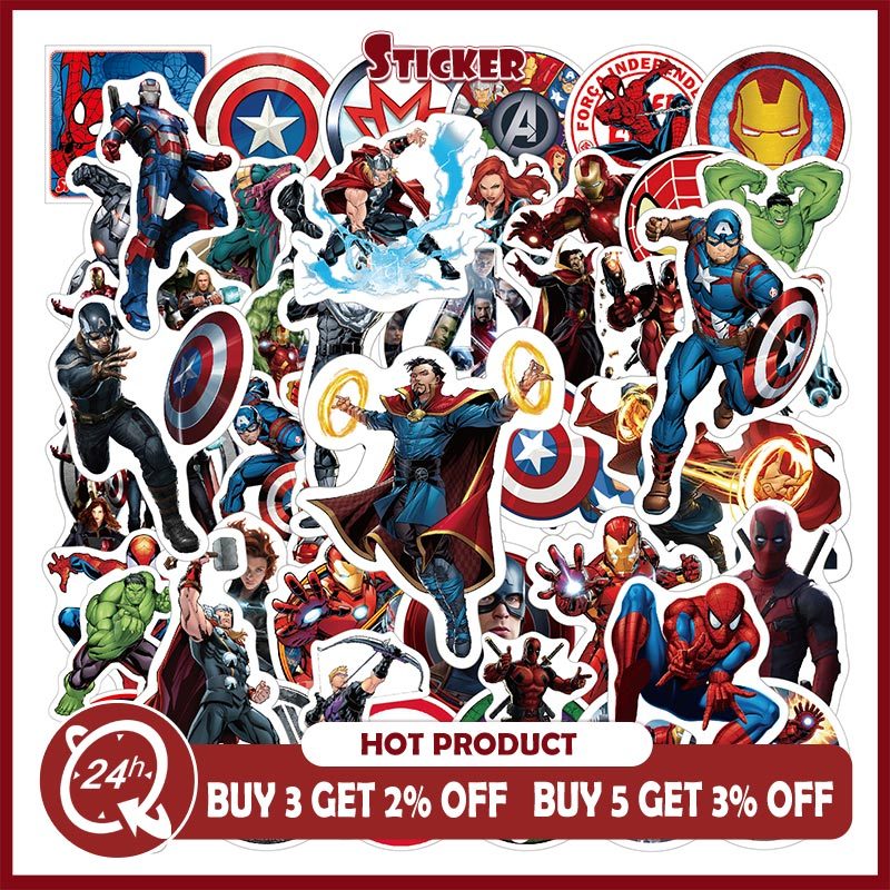50PCS The Avengers Marvel Stickers Disney Cartoon Graffiti Toy Kids DIY ...