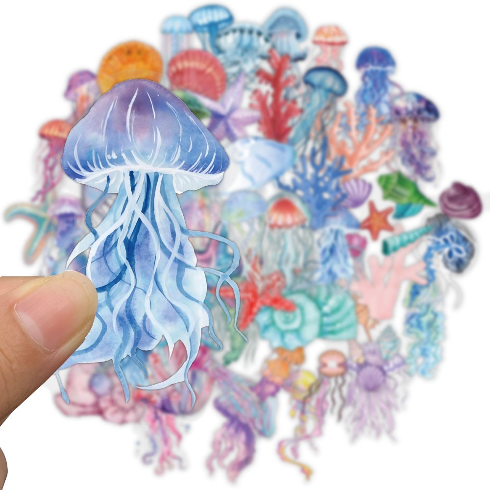 [Large Sticker]50pcs Set of Tropical Fish Stickers Transparent PET ...