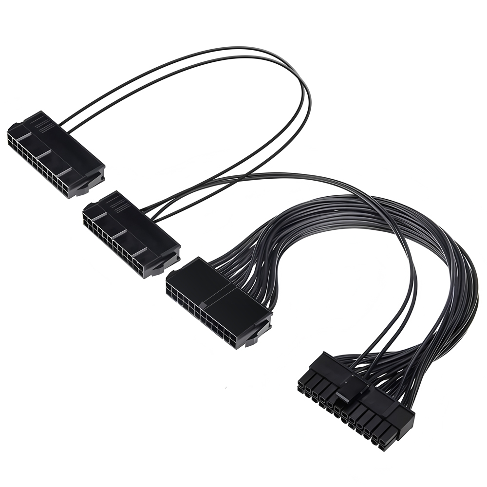 ATX 24 Pin Male 1 to 3 Ports Female Power Supply PSU Splitter Cable ...