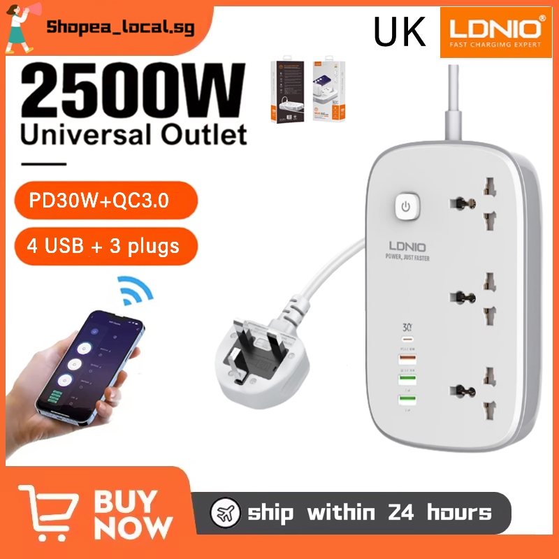 [SG] LDNIO 30W Fast Charging Multi-plug UK Plug Socket WIFI Smart Power ...