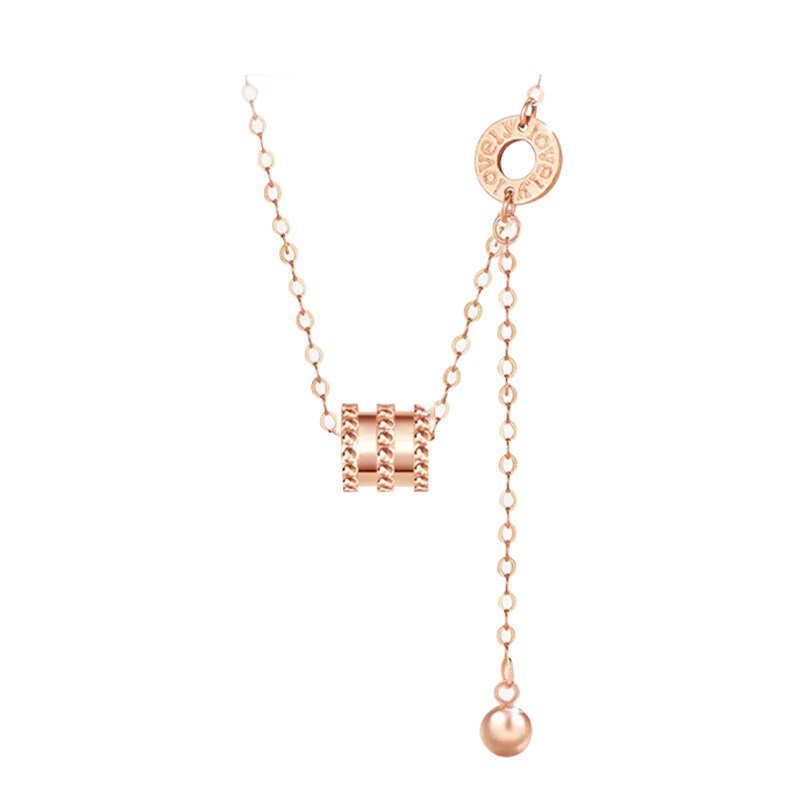 CTS Au750 18K Gold Rose Gold Barrel and Bead Y Shape O-chain Necklace CHOW TAI SENG K0PC0233 ...