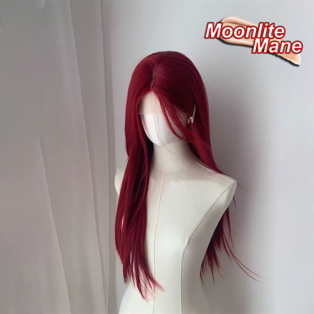Cinnabar Mole Sea King Red Wig Female Full Headgear Forehead Lace ...