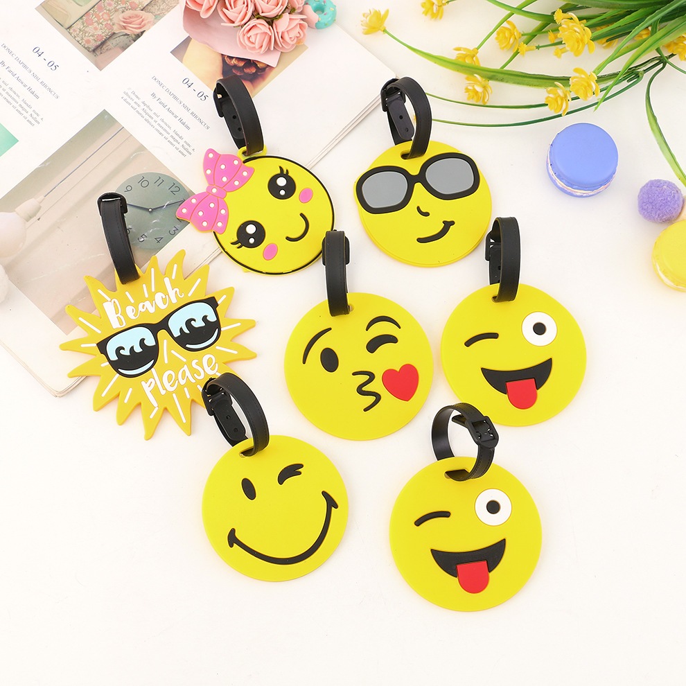 Travel Luggage Tags, Emoji Suitcase Travel ID Label Tags Holders, PVC ...