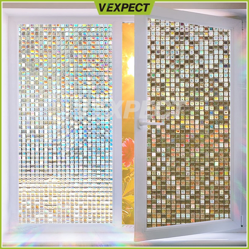 3D Decorative Window Tint Film Sticker, Non-Adhesive Removable Rainbow ...