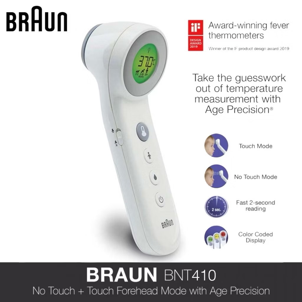 【1 Year Warranty】{SG stock}Braun Thermometer BNT-410 No Touch Forehead Thermometer with Age ...
