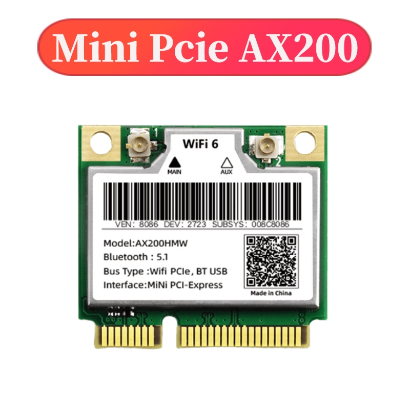 Laptop Mini PCIe AX200 WiFi 6 Wireless Network Card, Bluetooth 5.2 ...