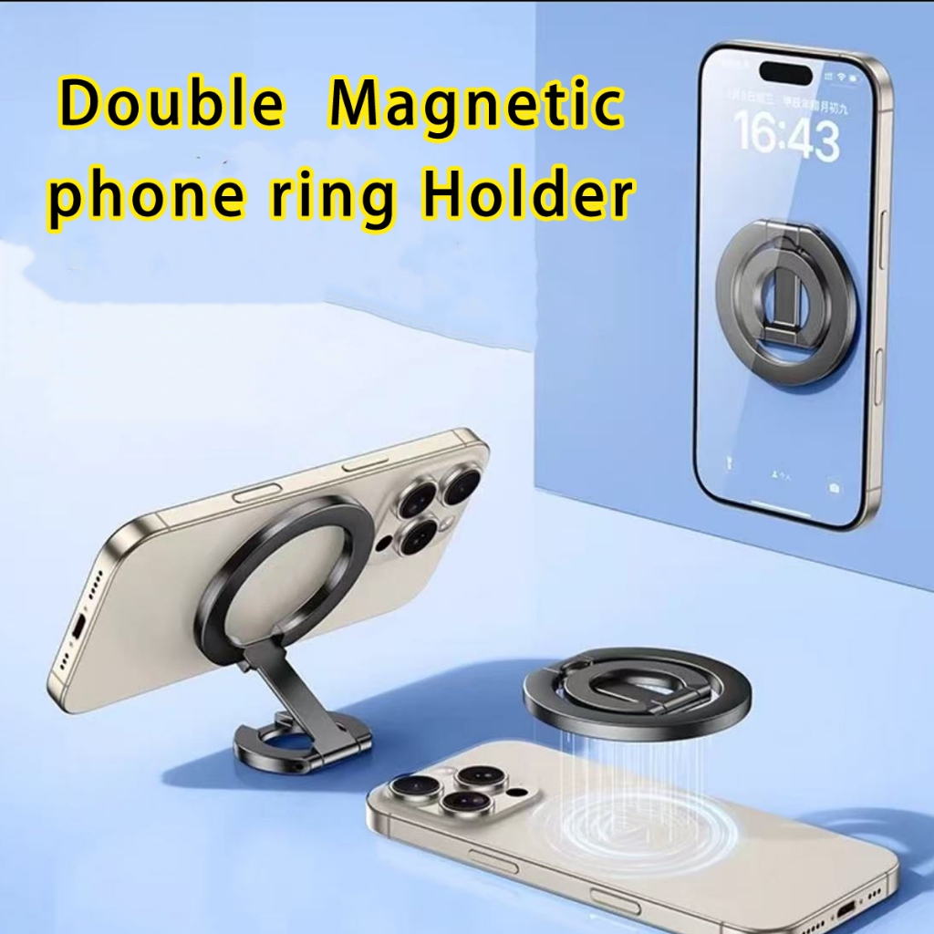 Double Magnetic Cell Phone Ring Holder Compatible with iPhone 16 12 13 ...