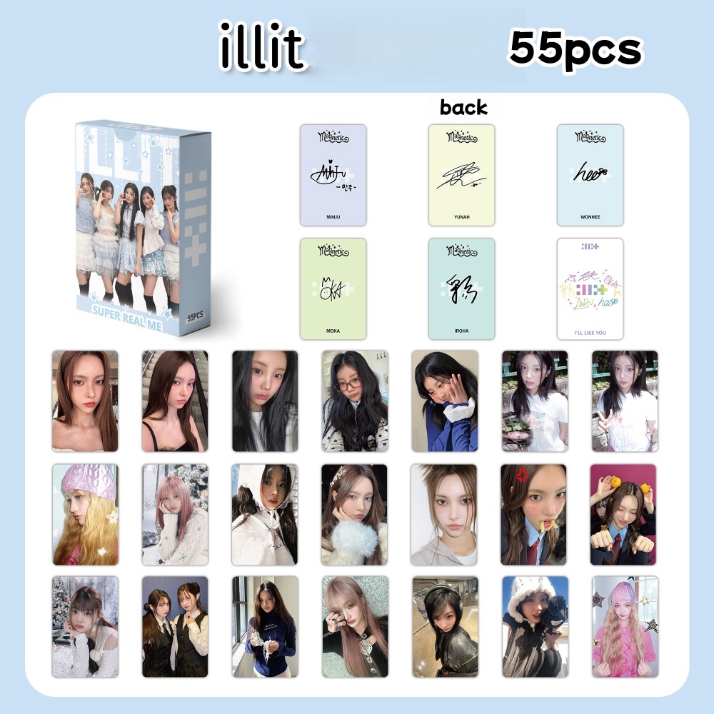 55pcs/box ILLIT I’LL LIKE YOU Lomo Cards Magnetic Photocards SUPER REAL ME Album YUNAH MINJU ...