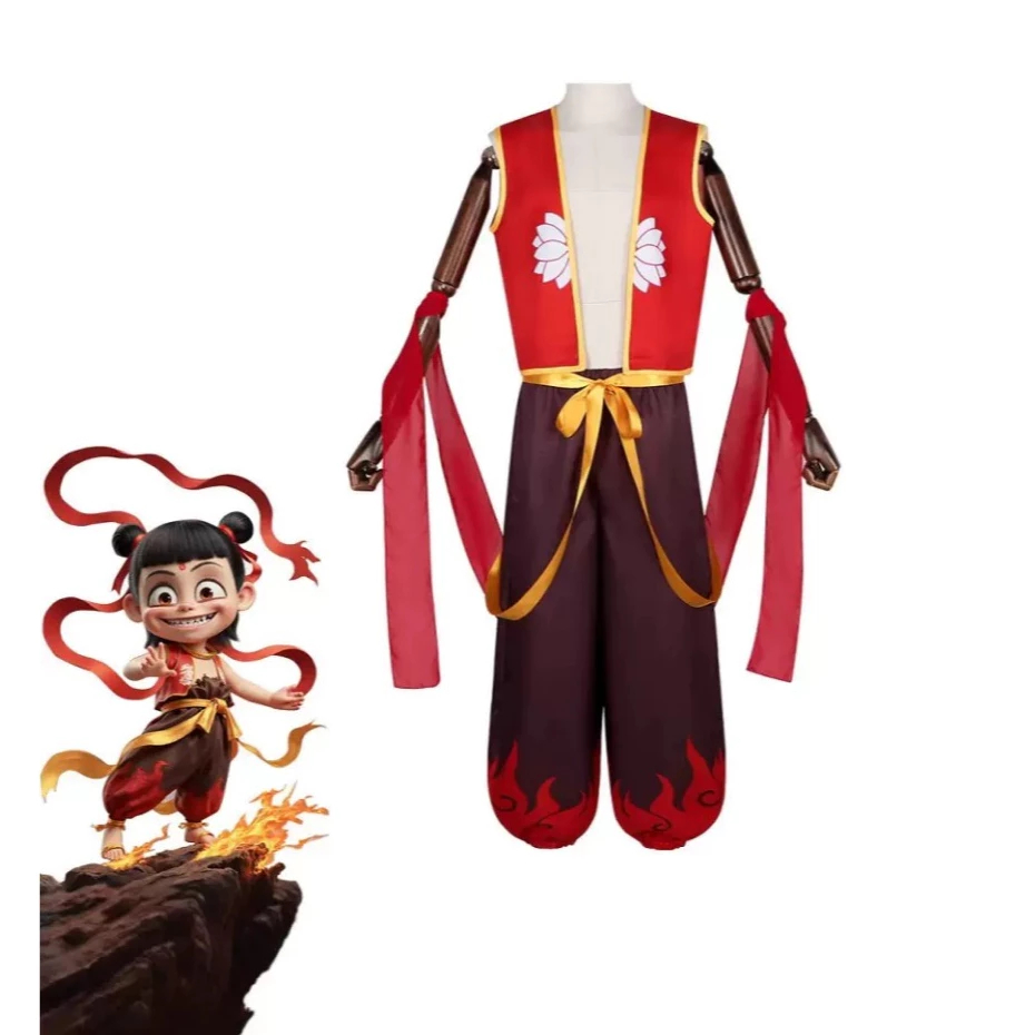 Nezha Cosplay Anime Magic Kid Ne zha Clothing Cute Prop Suit Wig ...
