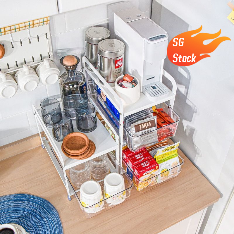 (SG Warehouse)Kitchen Pull-Out Storage Rack Multi-Functional Cabinet ...