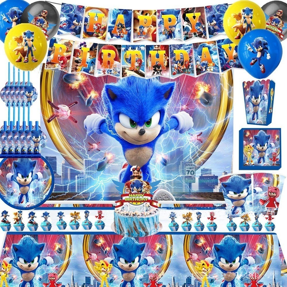 Sonic The Hedgehog Themed Boy Birthday Party Decoration Disposable ...
