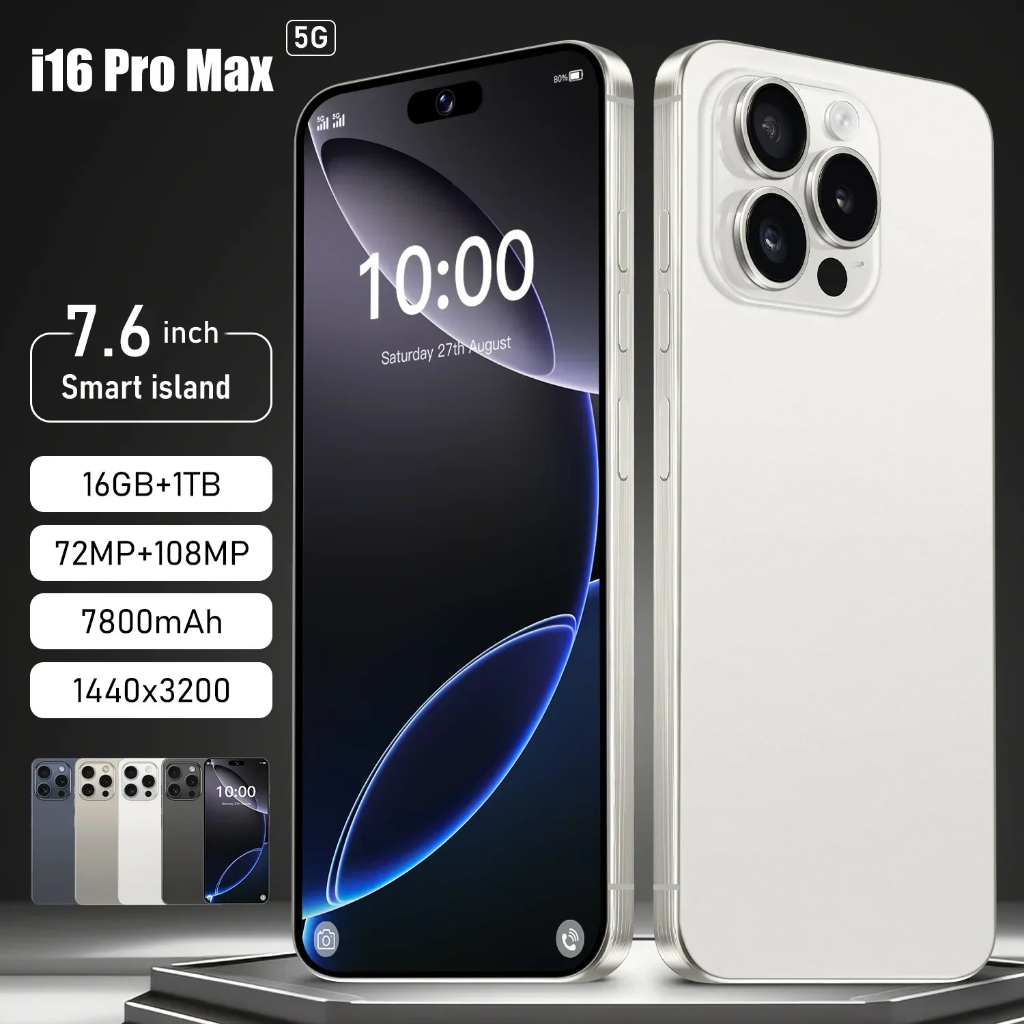 Global Version I16 Pro Max 16GB+1TB 5G Smartphone 6.8 Inch HD Screen ...