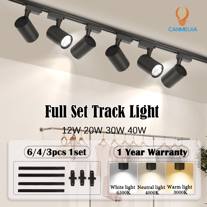 6pcs Tri-color Track Light Set Led Spotlight Dimmable Ceiling Spot Lamp ...