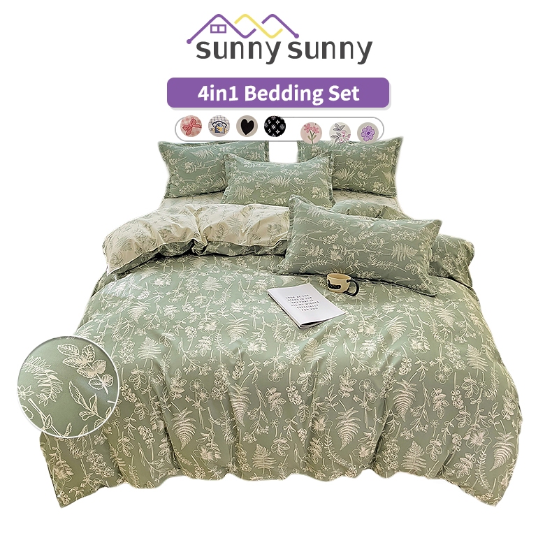 SunnySunny【4in1 Bedding Set】Quilt Cover&Bolster Case&Pillow Case&Fitted ...