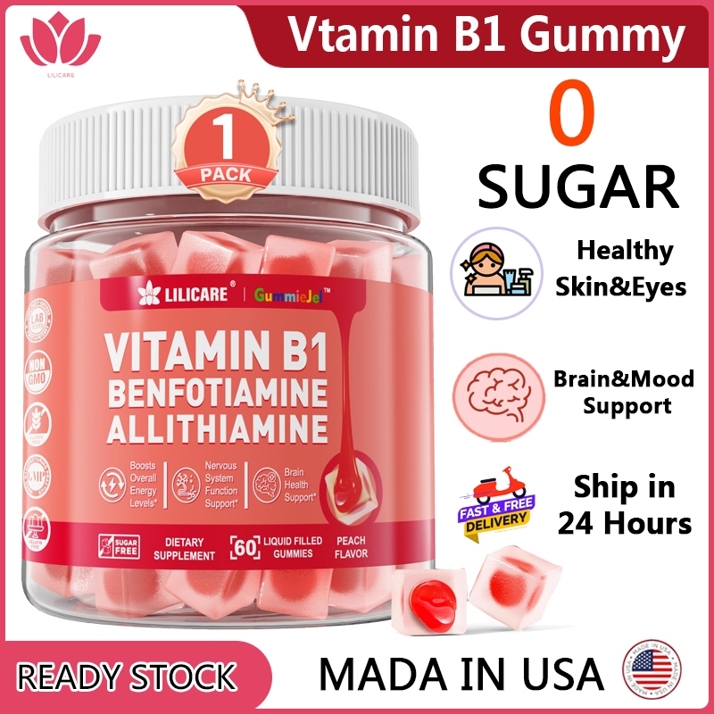 LILICARE Vitamin B1 Gummies Supplements with Benfotiamine 300mg ...