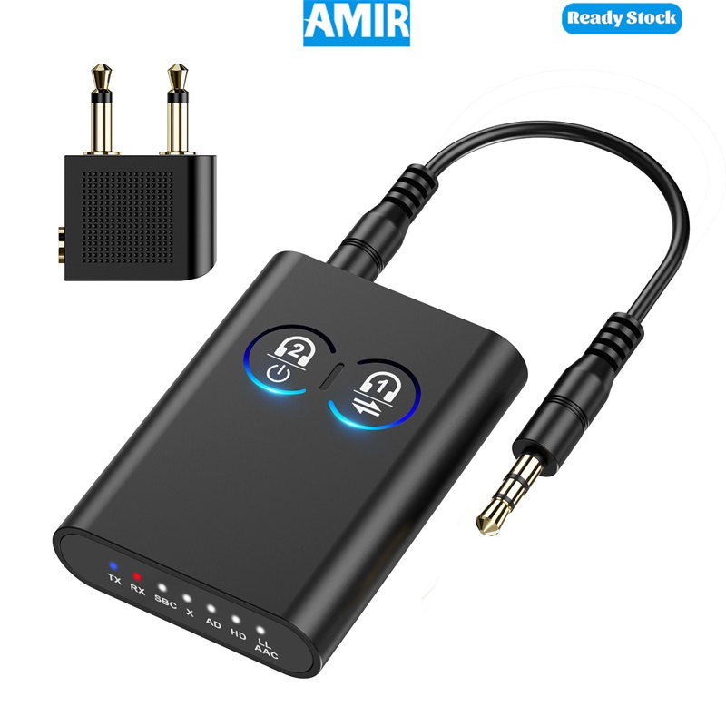 AMIR Bluetooth 5.2 Adapter Supports 2 Devices with aptX Adaptive 3.5mm ...