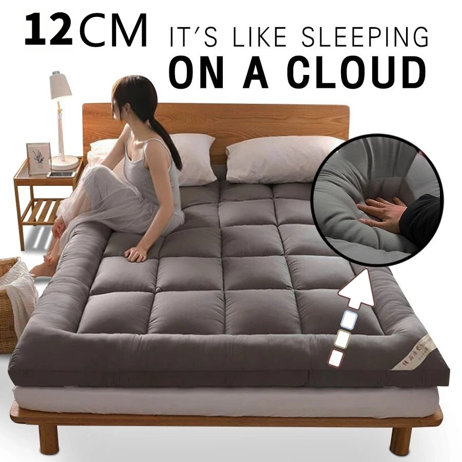 【SG STOCK】Mattress topper Velvet Bed Foldable 12cm Thick Tatami Topper ...