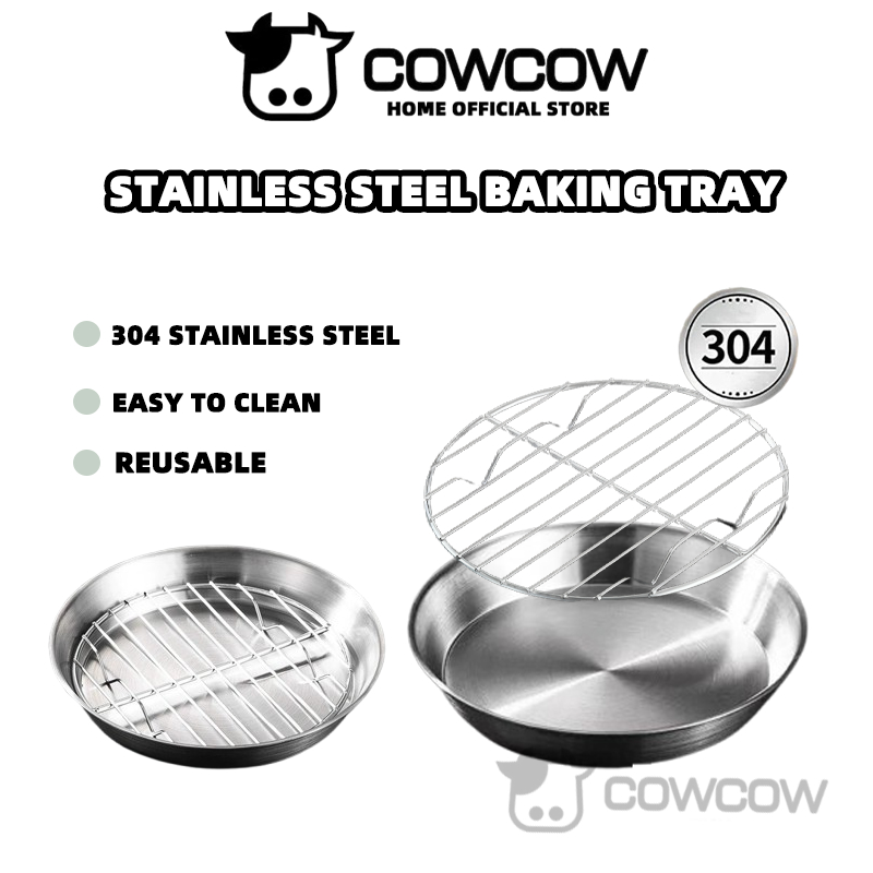 Round baking tray Air Fryer Baking Tray 304 Stainless Steel Non-stick ...