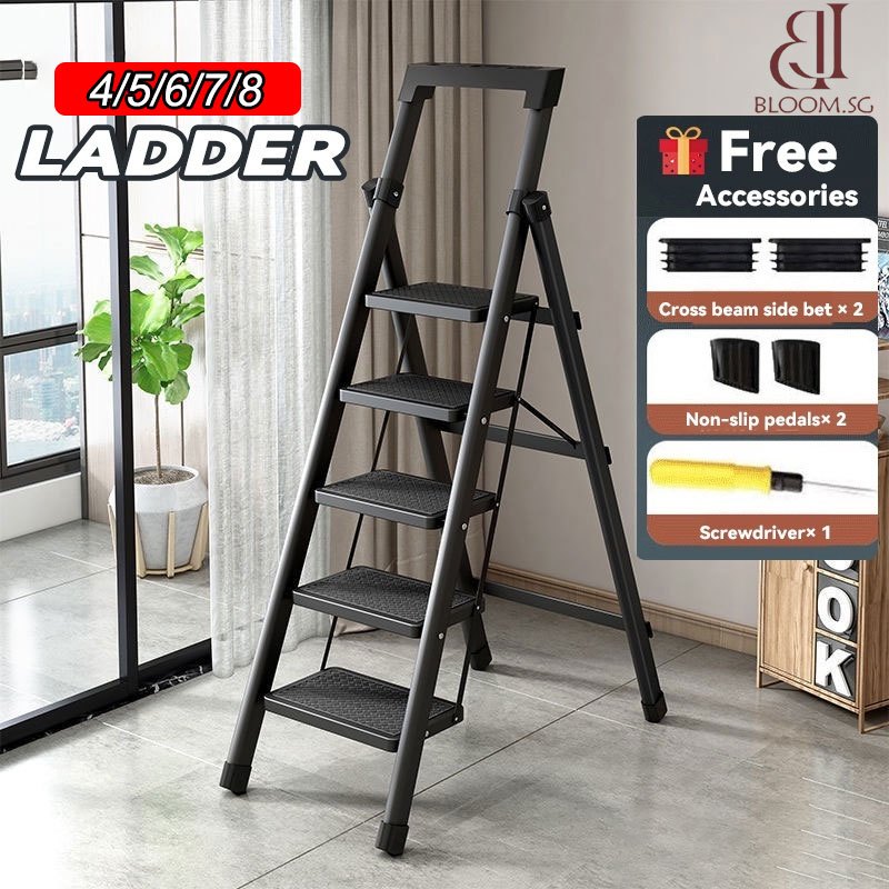 【SG Stock】4/5/6/7/8 Steps Folding ladder Multifunctional anti-slip ...