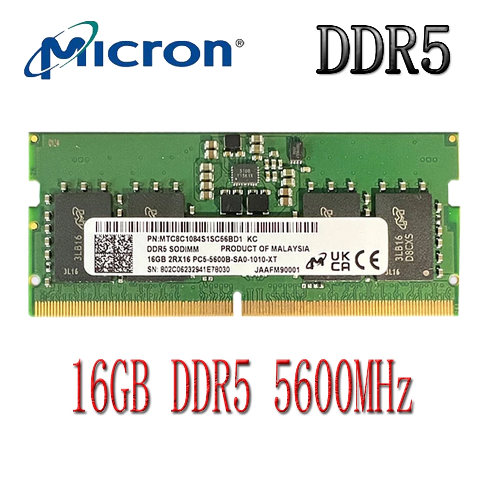Micron DDR5 RAM 16GB DDR5 5600MHz PC5-44800S Laptop Notebook Memory ...