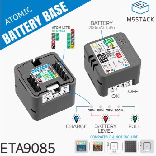 M5Stack Atomic Battery Base Portable Power Base Built-in 200mAh battery | Shopee Singapore