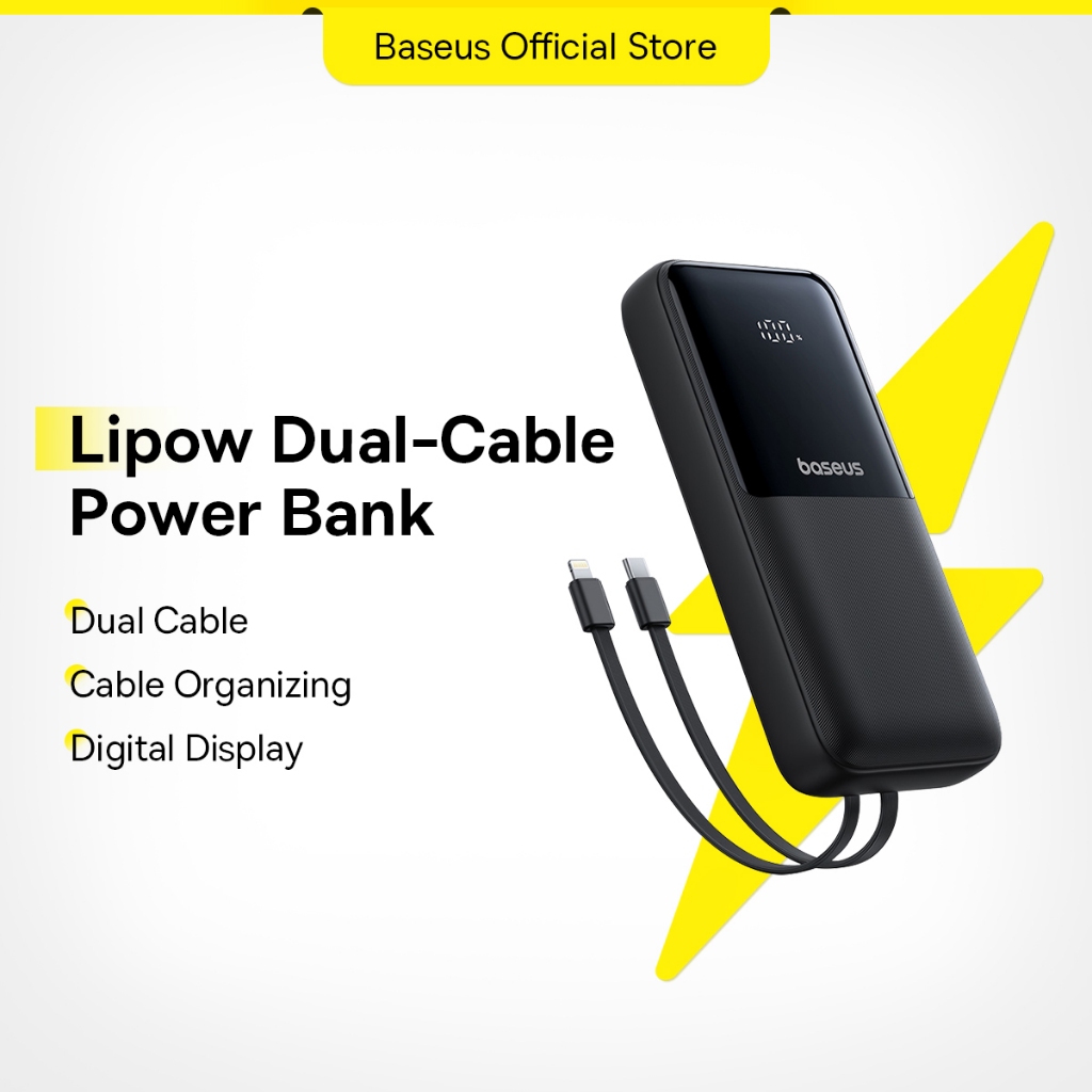New Baseus Lipow Dual-Cable Power Bank with Digital Display 20000mAh 22 ...