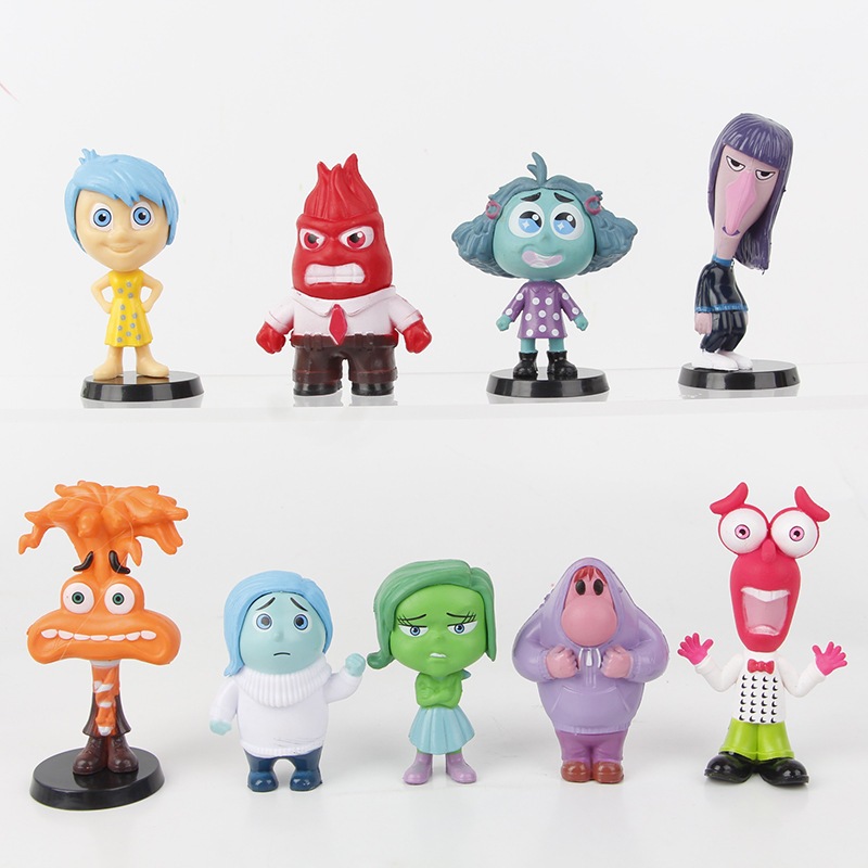9Pcs/Set 7.5cm Anime Inside Out 2 Anger Disgust Sadness Joy Fear ...
