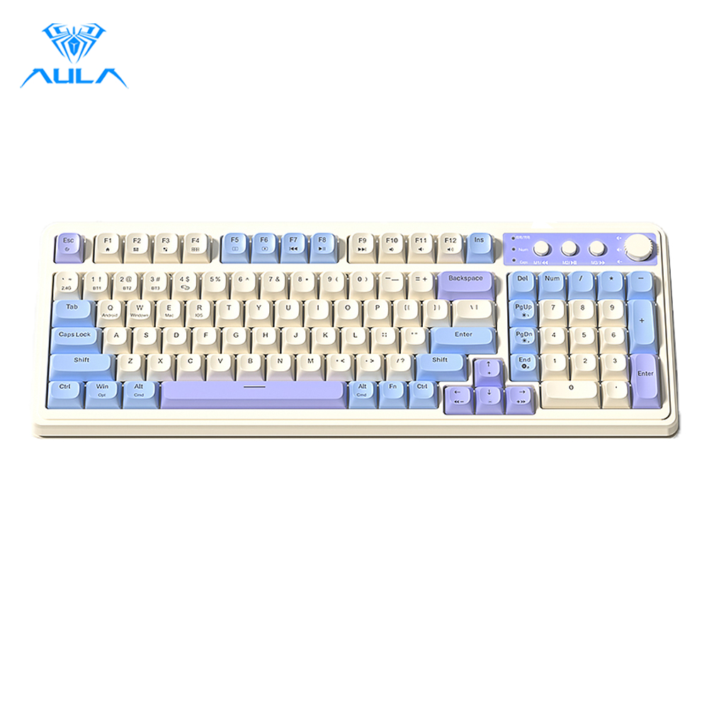 AULA S99 Wireless Membrane Keyboard 99 Keys Tri-mode RGB Multi-function ...