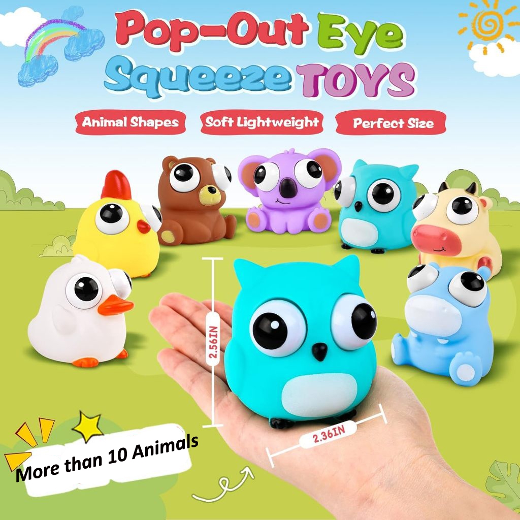 Animal Squishy Fidget Toys, Cute Squishies Toys for Kids, Pop Out Eyes ...