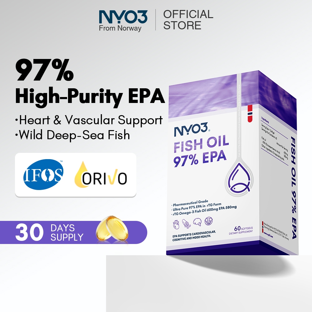 NYO3® 97% High EPA Fish Oil 60 Softgels Omega3 Eye Vitamin Men Multivitamin Brain Supplement ...