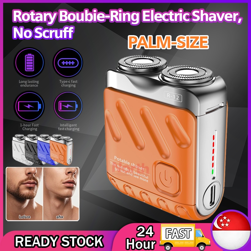 【SG】 Portable Electric Shaver IPX7 Waterproof Rotary Dual Ring Electric ...