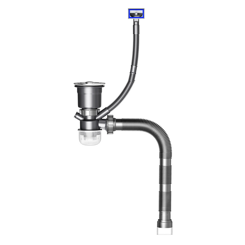 All-In-One Drain Kit for Double Bowl Sinks, Space Saving, Suitable for ...