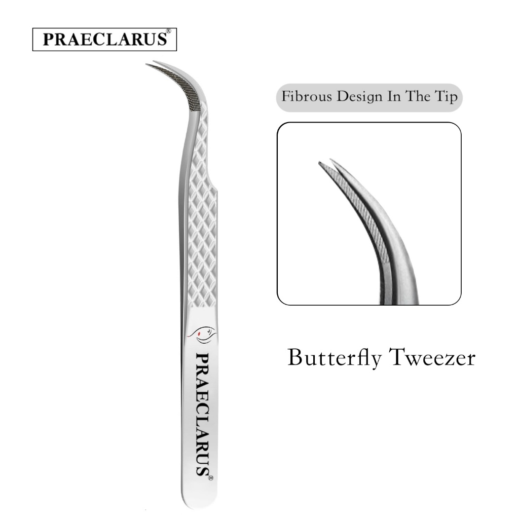 PRAECLARUS Tweezers Stainless Steel Fibrous Design&Diamond Grip with ...
