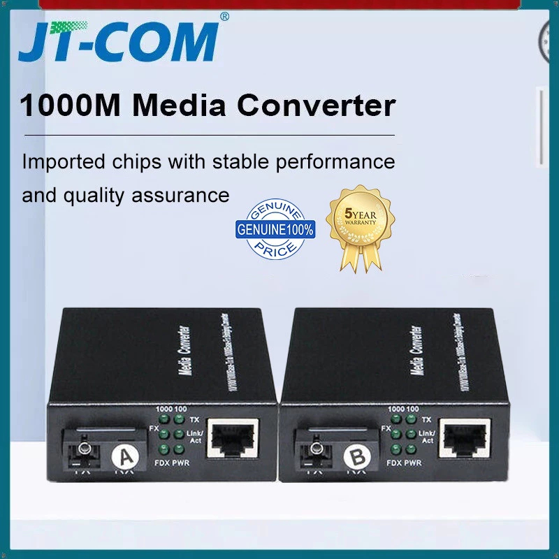 JT-COM A/B Gigabit Media Converter Single Mode Single Fibra Optica ...