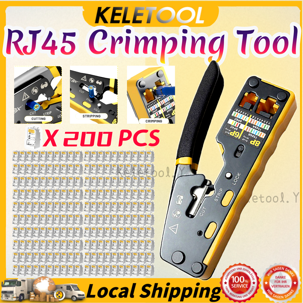 Rj45 Ethernet Crimping Crimp Tool Standard Pass Through Crimper Cutter ...